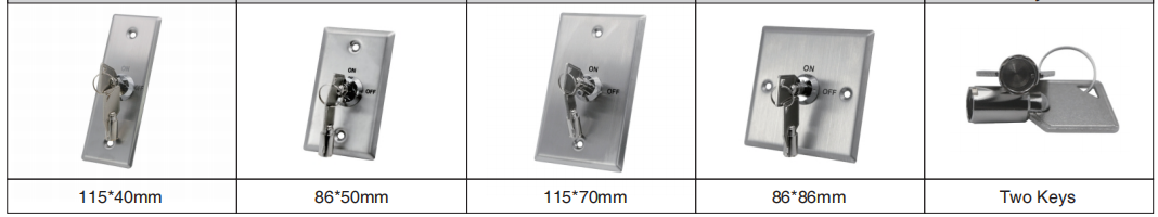 Stainless steel Key Switch Exit Button with ON and OFF